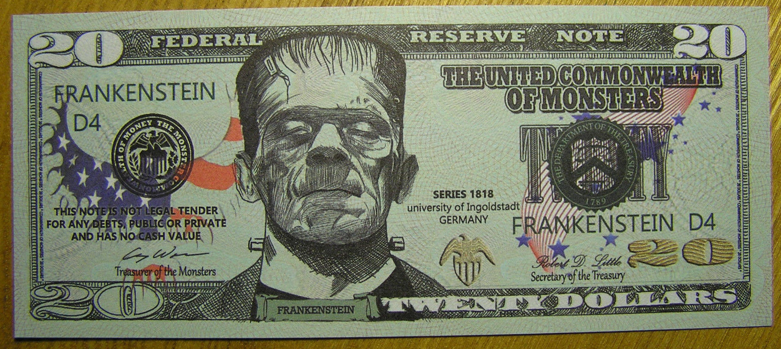 Frankenstein 20 Dollars USA Money Bill Play Fun Gift Party Novelty Not ...