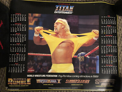 ULTRA RARE WWF PPV Calendar Poster wwe Hulk Hogan ecw Vintage ...