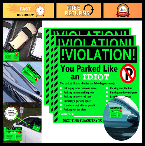 Funny Bad Parking Notes - 50 Pcs Prank Stickers, Hilarious Gag Gift, 7 ...