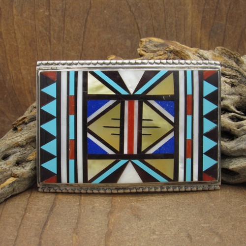 Vintage Zuni Multi Stone Inlay Belt Buckle by Rick & Lucy Vacit+ | eBay