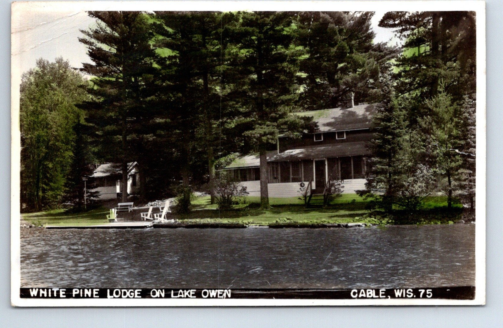 Real Photo Postcard Wisconsin Cable White Pine Lodge on Lake Owen | eBay