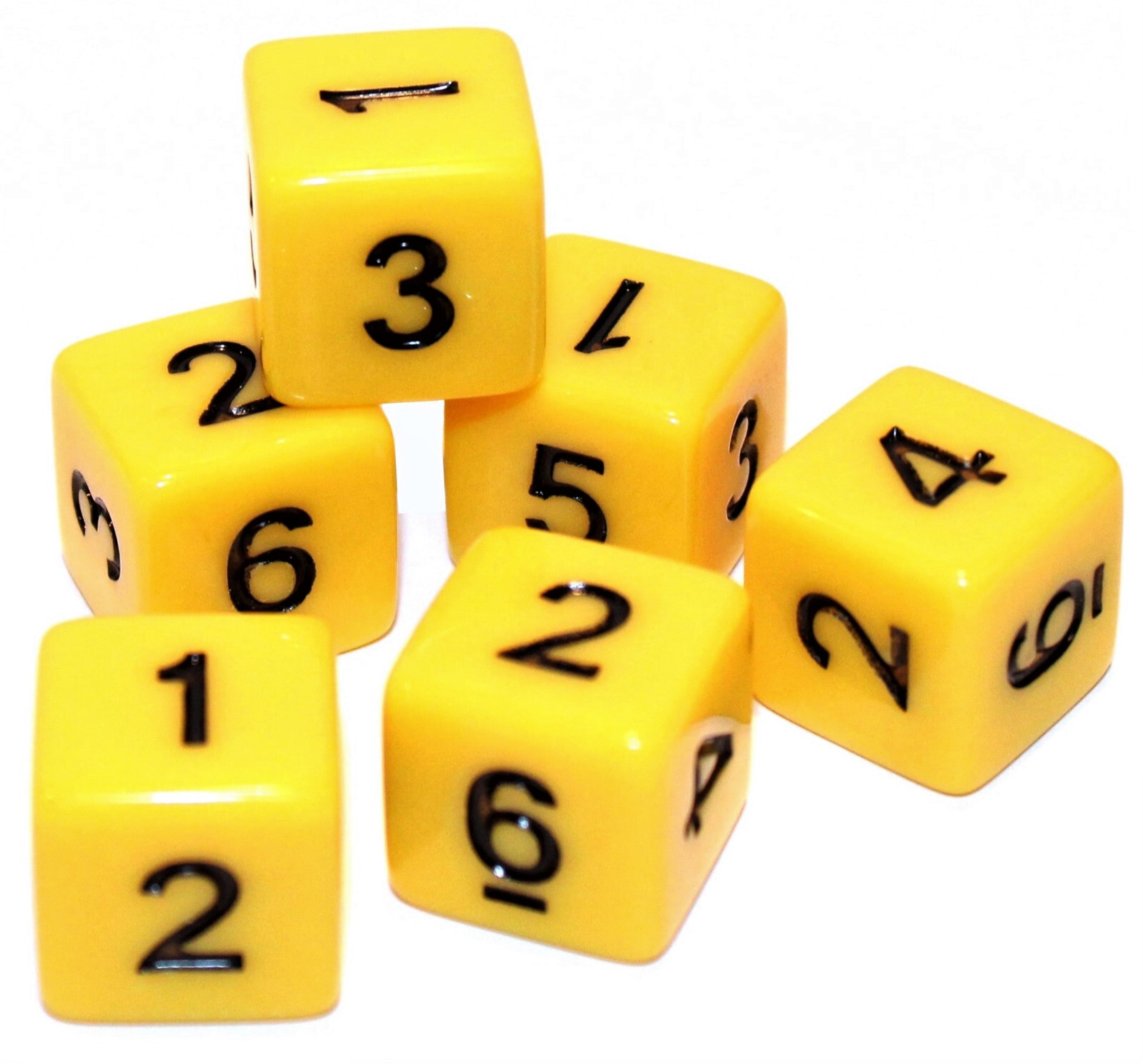 New Set of 6 Numbered D6 Six Sided Standard 16mm Game Dice - Opaque ...