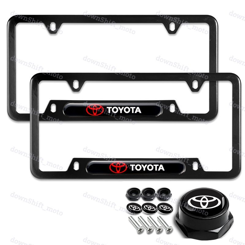 For 2PCS TOYOTA Black Stainless Steel Metal License Plate Frame | eBay
