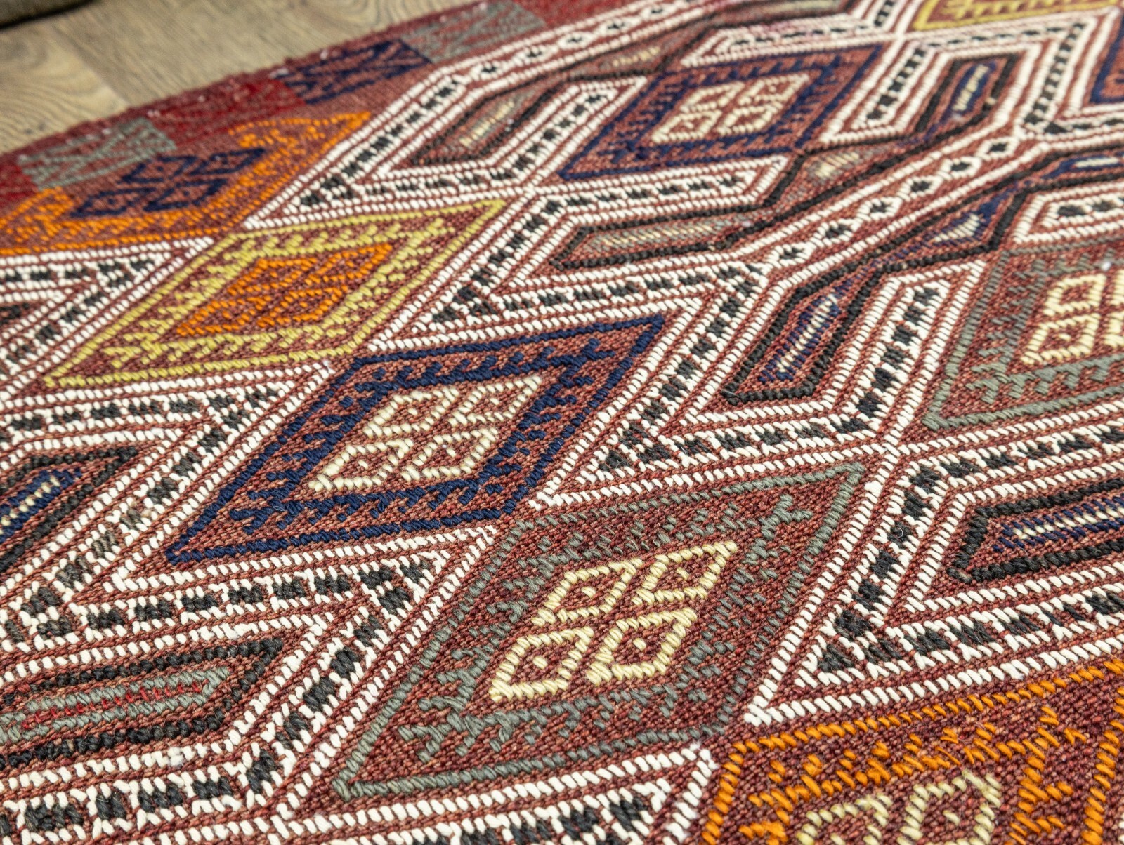 Vintage Turkish Kilim Rug-1.8x3.1 ft-Embroidered Oushak Small Kelim ...