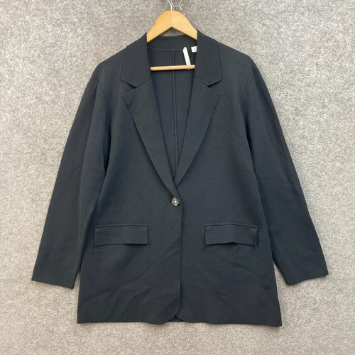 Trenery Jacket Womens L large Black Knit Stretch W2024 Pockets Business Blazer | eBay Australia