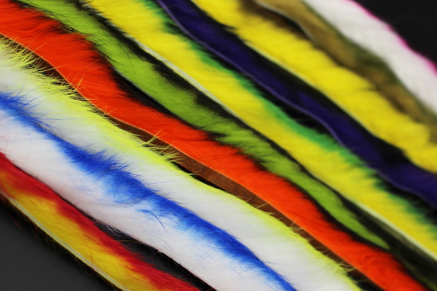 10 Colors Double Color Rabbit Zonker Strips Straight Cut Bass Fly Tying ...