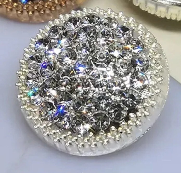 3x Silver Diamante Rhinestone Crystal Shank Buttons Sewing Craft 25mm ...