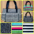 NEW Thirty One New Day Tote Preppy Pop Navy Rugby Stripe Scribble ...