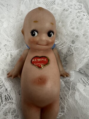 Antique German Kewpie Bisque 5 IN Labels Jointed Arms Blue Wings | eBay