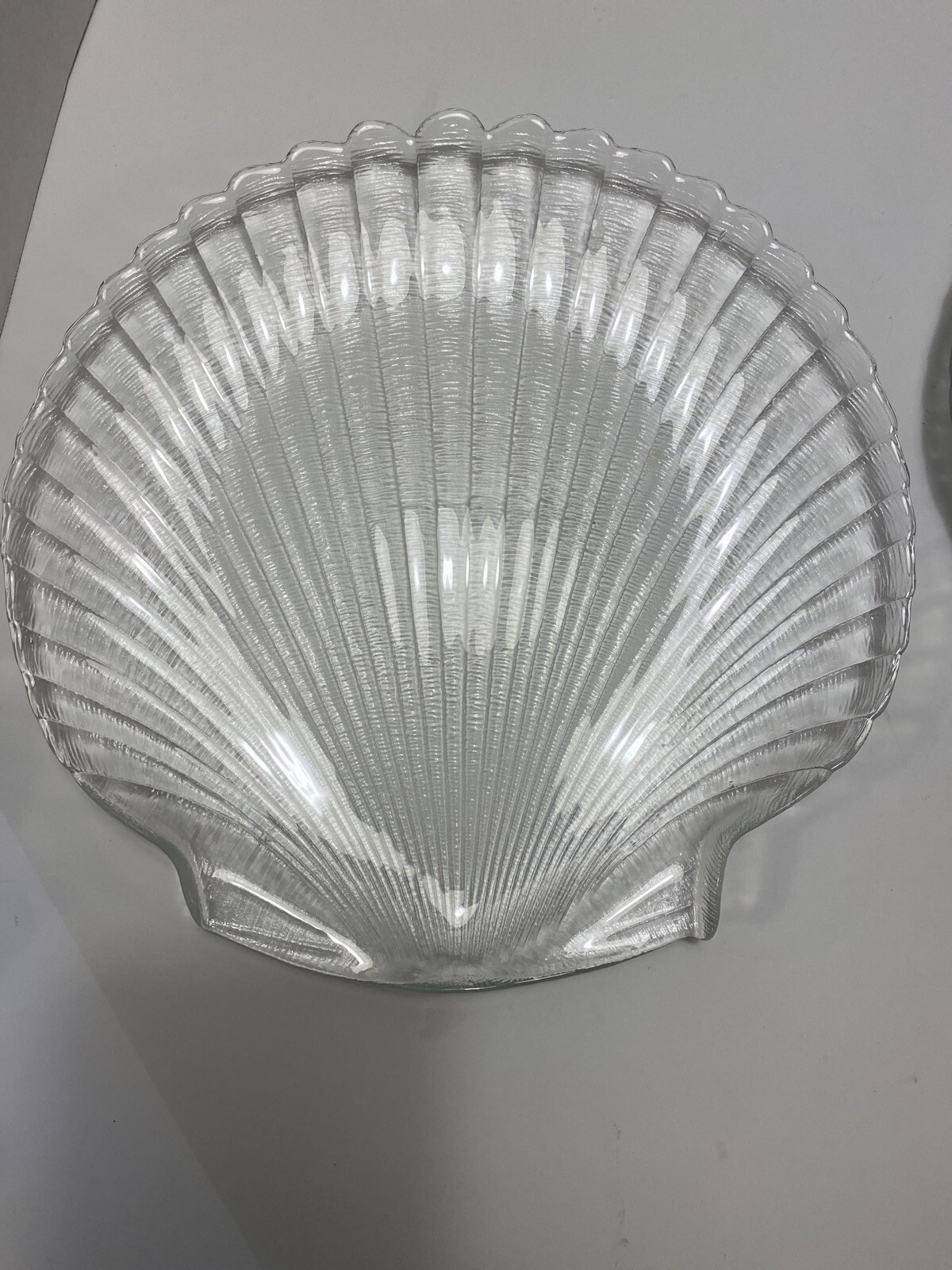 (10) Clear Glass Seashell Clam Scalloped 11” Dinner Plates France ...