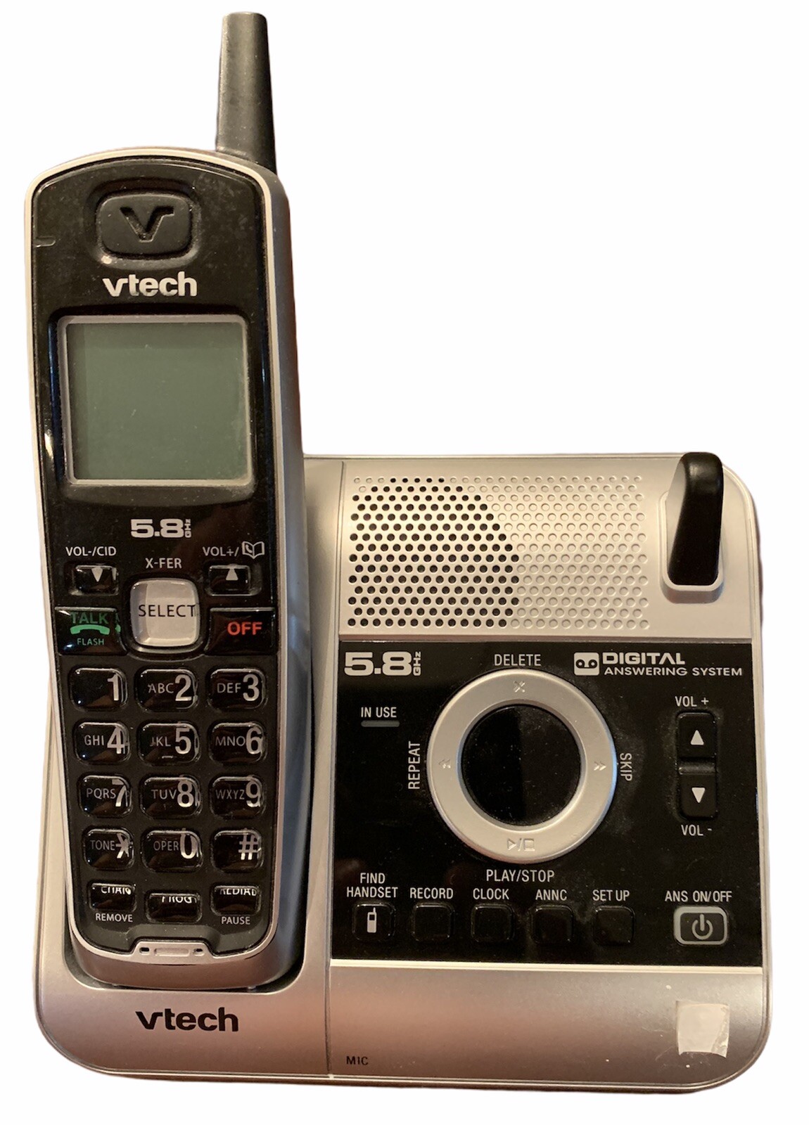 Vtech Cordless Phone W/ Base Silver/Black 5.8ggHz Digital Answering Sys ...