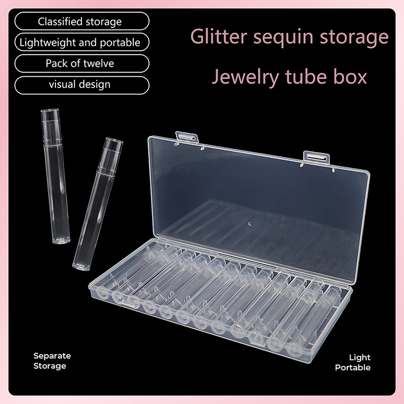 12Pcs/Box Nail Art Decoration Storage Tube Case Plastic Empty Storage ...