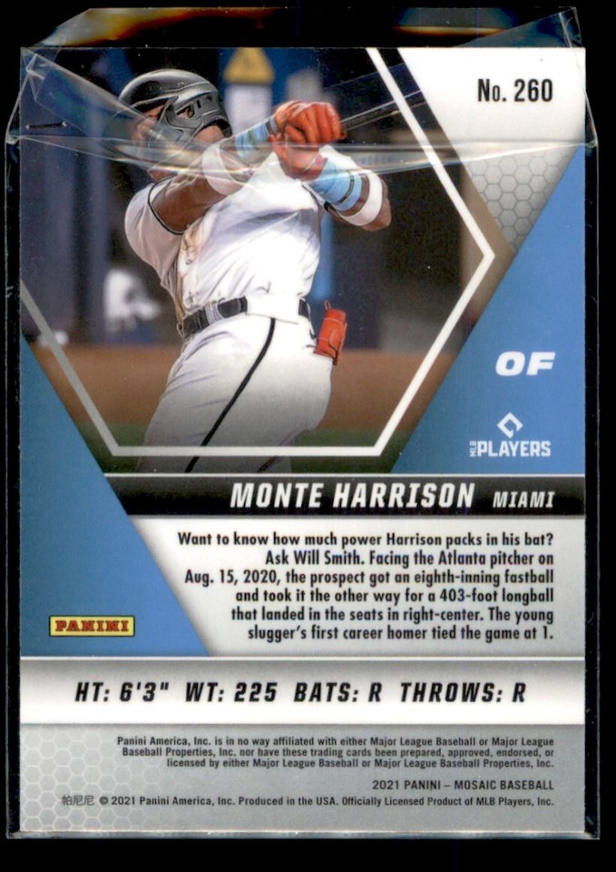 2021 PANINI MOSAIC MONTE HARRISON RC MIAMI MARLINS #260 | eBay