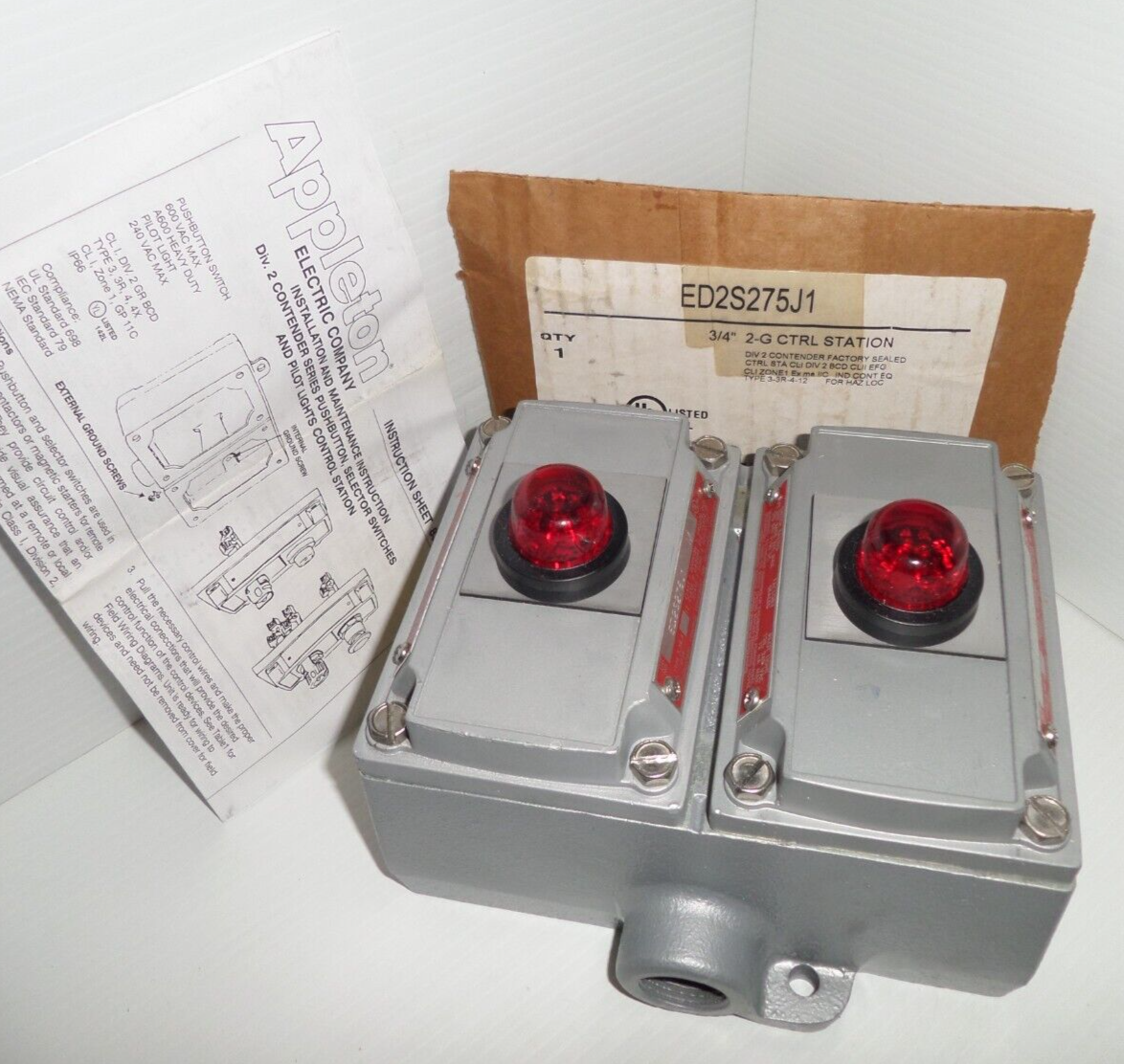 APPLETON Control Stations Division 2 Contender Series ED2S275J1 3/4" 2 ...