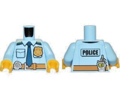 LEGO Minifigure Torso Police Uniform Blue Body Belt Radio Badge Blue ...