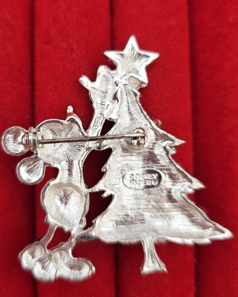 Signed Disney Napier Mickey & Co Mouse Silver Ton Christmas Tree Brooch ...
