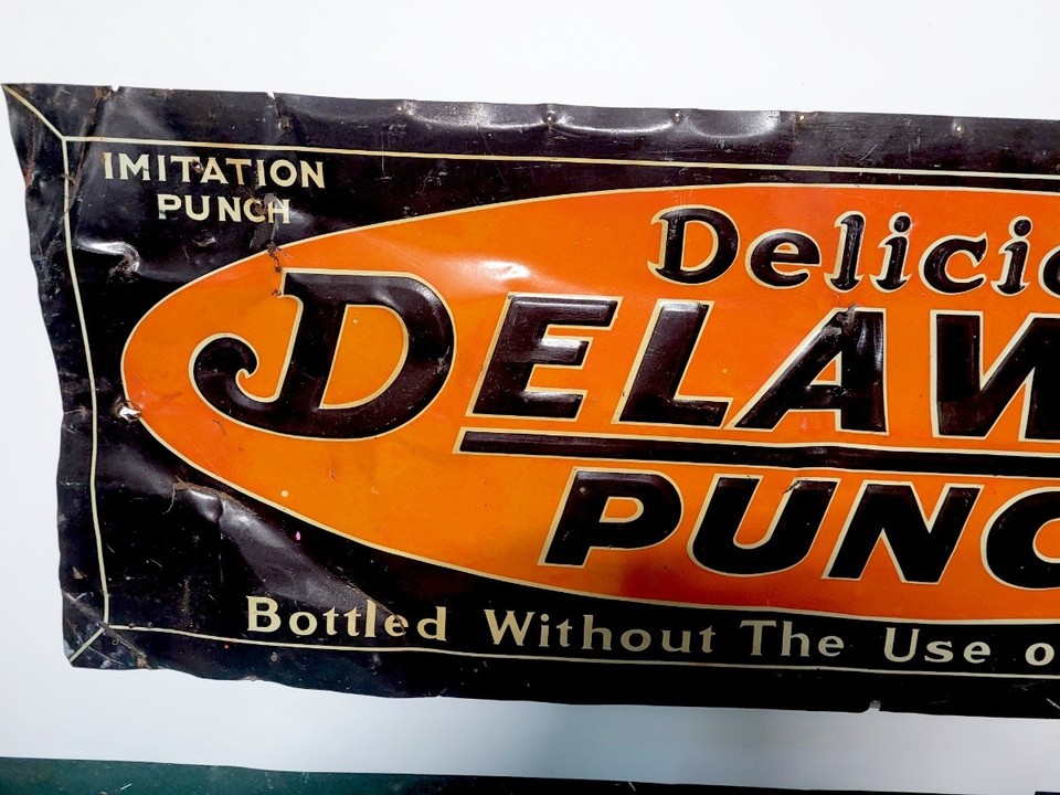 Antique Delaware Punch Soda Shop Tin Sign Before Bottles 38.5 " As ...