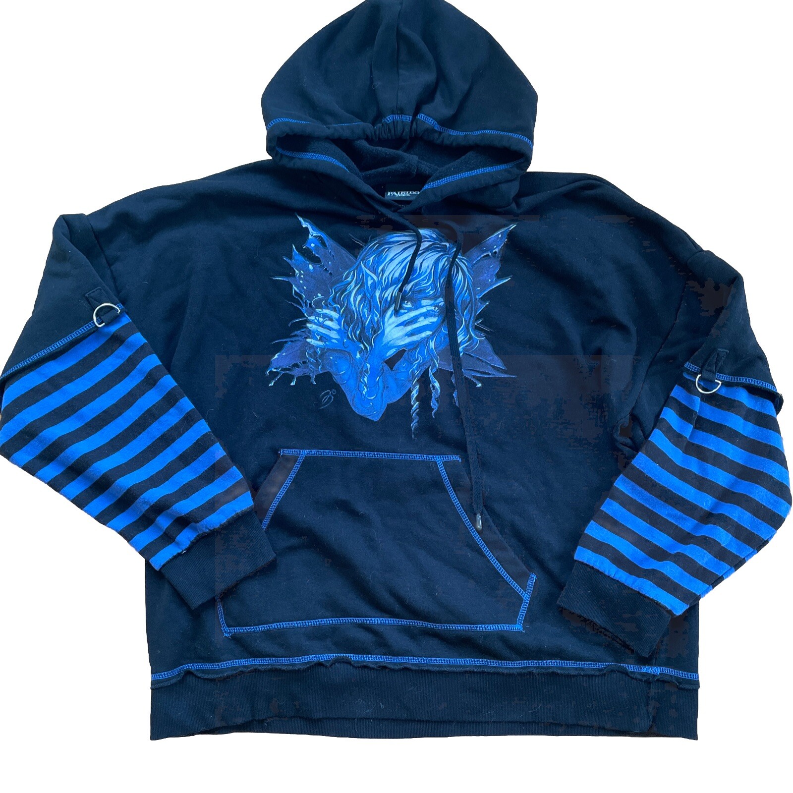 Vintage Y2K Fairies By Trick Hot Topic Emo Striped Fairy Hoodie Like ...