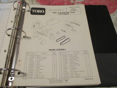 Toro 5 hp rear tine tiller 58150 Parts Catalog Manual | eBay