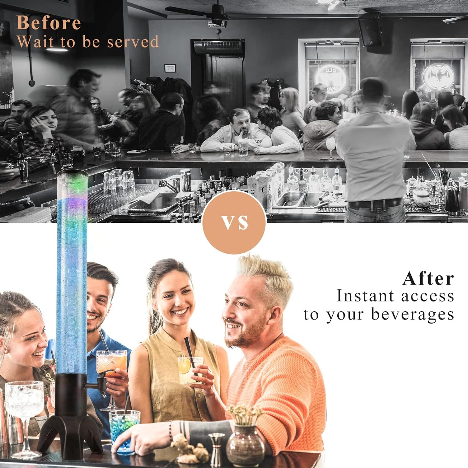 COSYOO 2PCS Drink Tower, 3L Mimosa Tower Dispenser With Ice Tube and ...