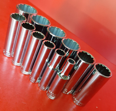 NEW CRAFTSMAN TOOLS 12 Piece Deep SAE 3/8" Drive 12 Point Socket set 1/ ...