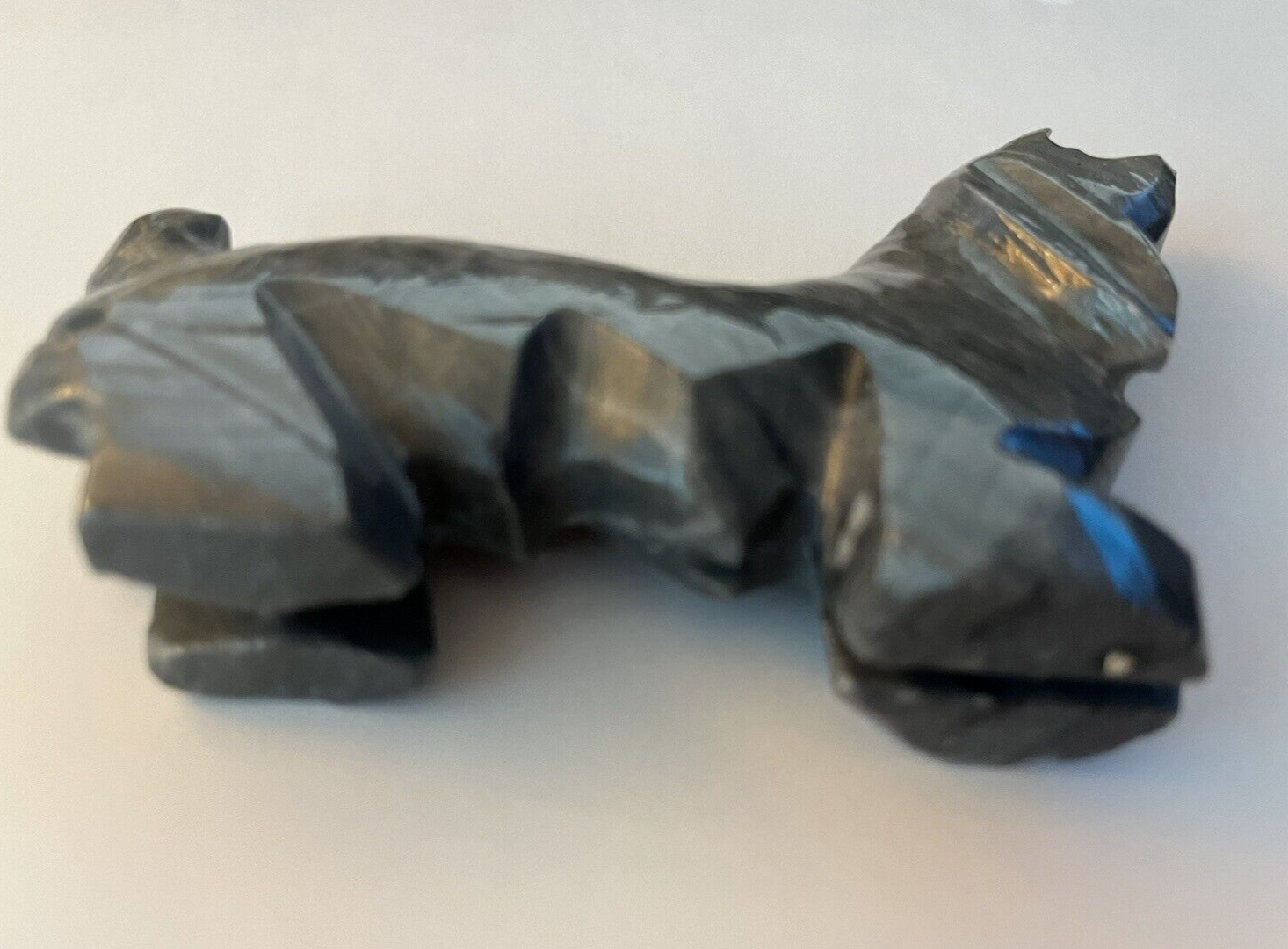 Alabaster Dog Figurine Gray Stylized 5" Long Scottie or Schnauzer | eBay