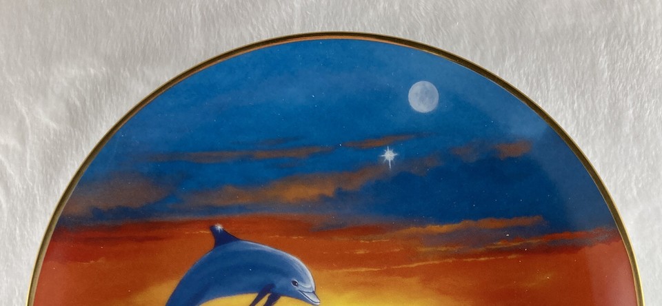 SPRING OF THE DOLPHIN Plate Delmary Ocean Sea Life Fish Franklin Mint ...