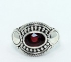 Sterling Silver Oval Natural Ruby Beaded Rope Detail Ring .90 CT. Size ...