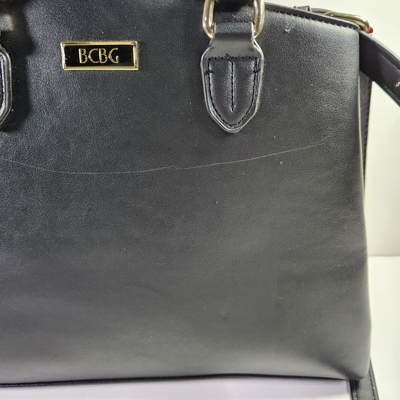 BCBG Purse Shoulder Bag Black with Golden Colour Hardware Polyvinyl ...