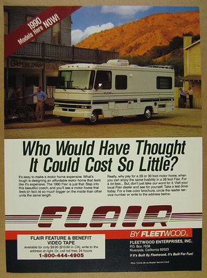 1990 Fleetwood Flair Motorhome RV color photo vintage print Ad | eBay