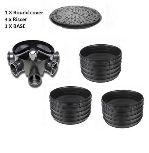 Amazon Civils 450mm Inspection Chamber Manhole - Base, 3 Riser, Cover ...
