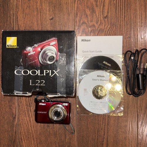 Nikon Coolpix L22 12.0 MP Red Digital Camera 3.6x Zoom Parts Or Repair ...