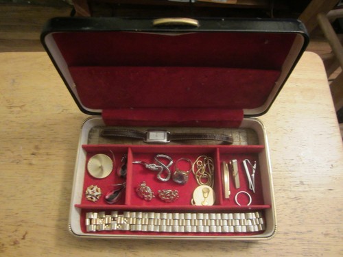 junk drawer jewelry lot old jewelry box 12K GOLD FILL OLD STERLING RING ...