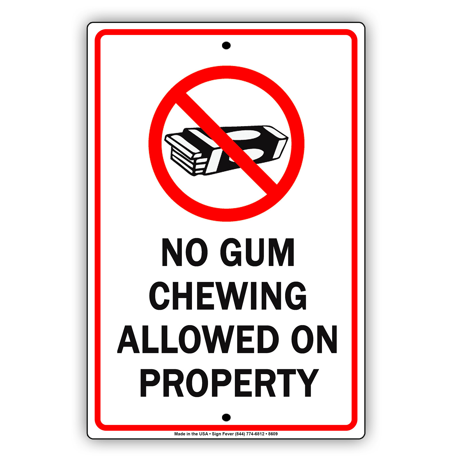 No Gum Chewing Allowed On Property Shop Cinema Notice Aluminum Metal ...