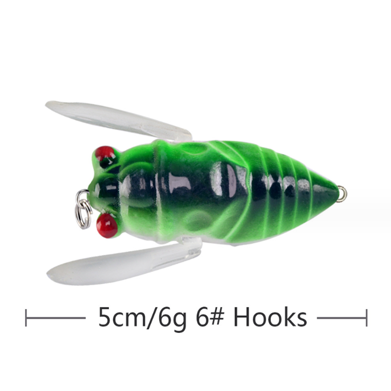 4PCS 5cm 6g Insect Cicada Fishing Lure with Wings Crankbait Bass ...