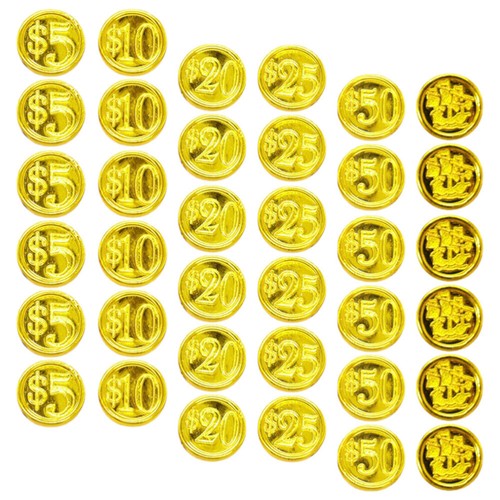 48Pcs Coin Props Pirate Gold Coin Toy Plastic Treasure Coins Hunt Toys ...