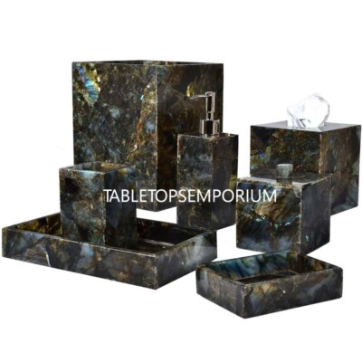 Labradorite Stone Bathroom Accessories Set Home Furniture Interior ...