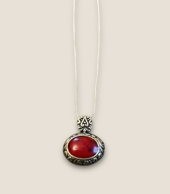 Sterling Silver Mexico Red Stone Pendant Necklace | eBay