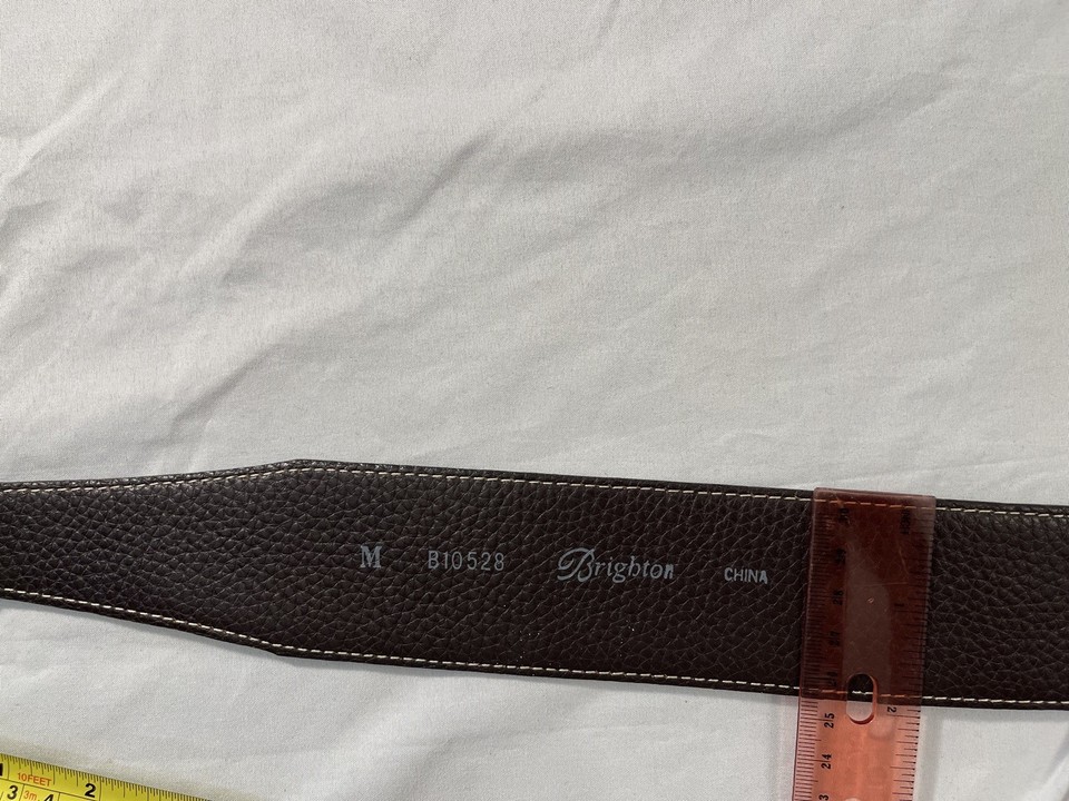 Brighton Black Wide French Sling Pebble Buckle & Hook Leather Belt Med ...