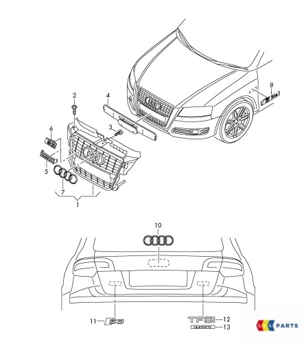 Logo Rings Audi Grille TT 8j 2006 - 2014 Badge Original 8J0853605 for ...