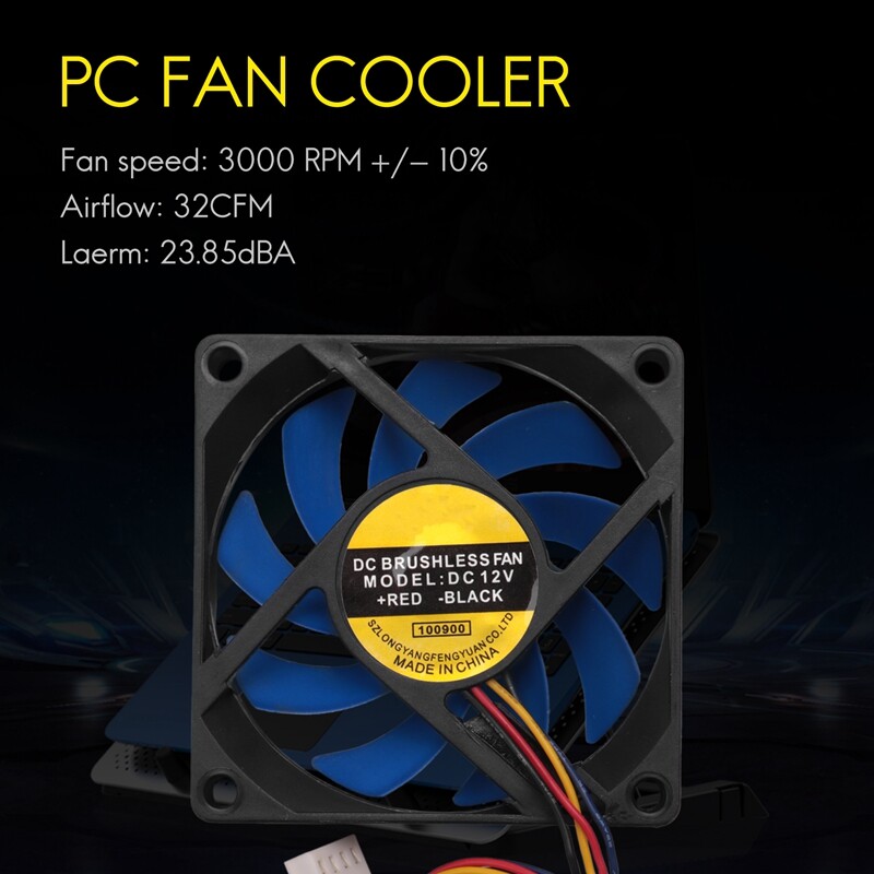 12V DC 32 70mm 4-Pin Computer Case CFM PWM CPU PC Fan & Black N2Y24379 ...
