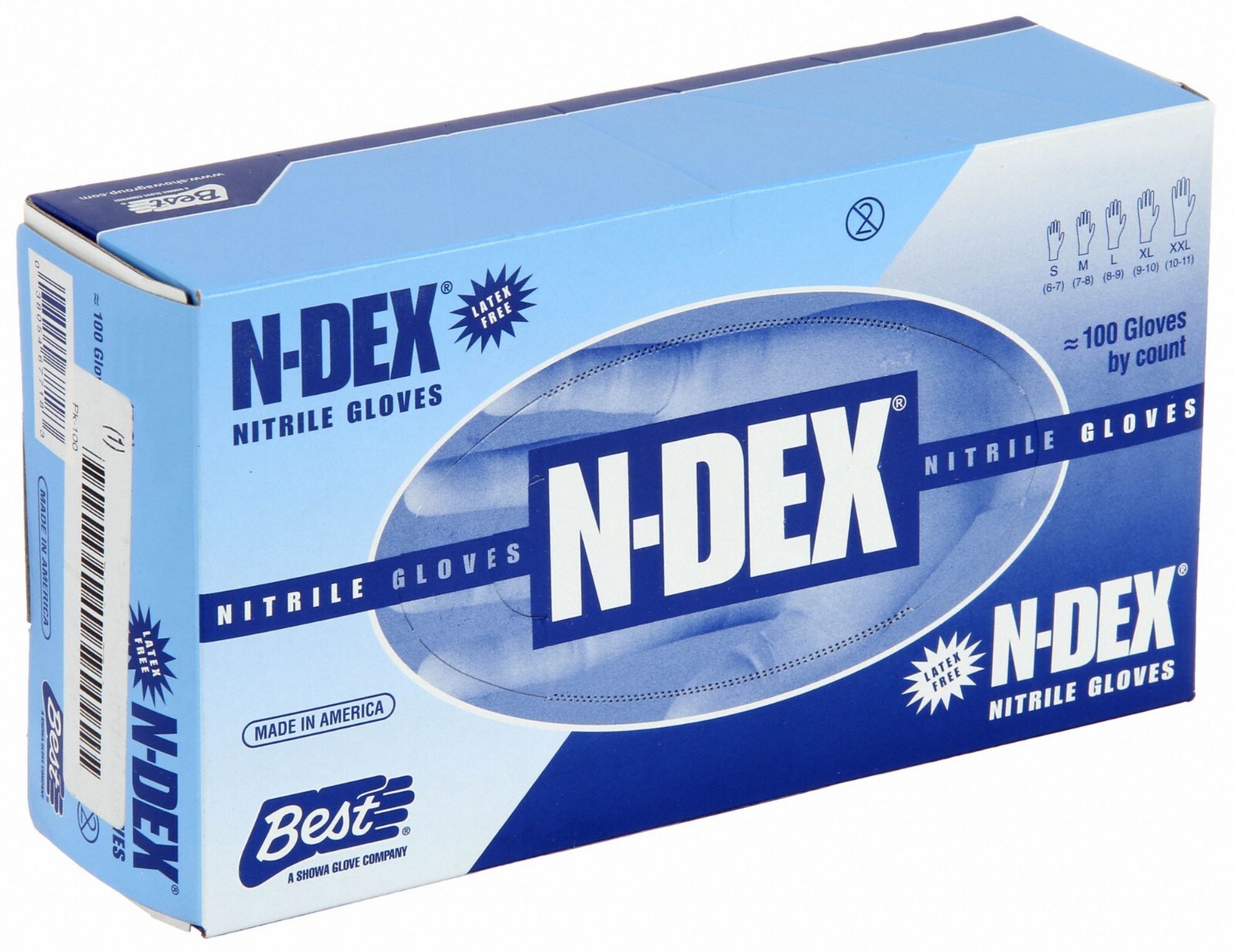 Showa 7005 Large N-DEX Nitrile Glove Blue Powder Case 1000 EA (10X100 ...