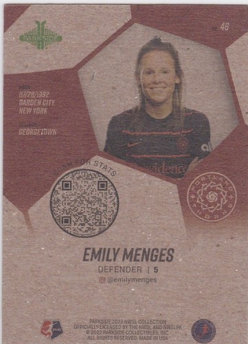 Emily Menges 2022 Parkside NWSL /200 Vintage Stock Parallel #46 ...