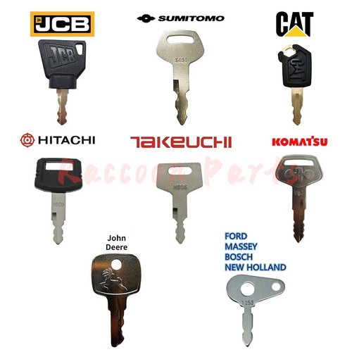 8 KEY PLANT DIGGER TRACTOR KEY SET For JOHN DEERE JCB CAT HITACHI ...