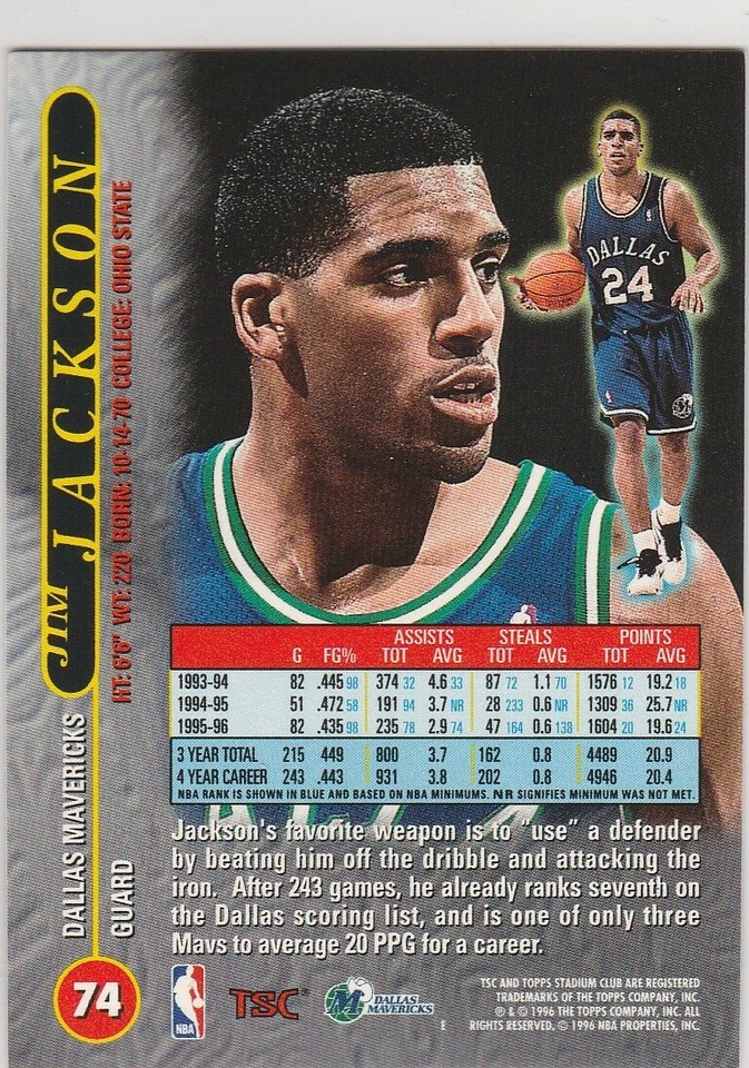 1996-97 Stadium Club Matrix #74 Jim Jackson 050-D | eBay
