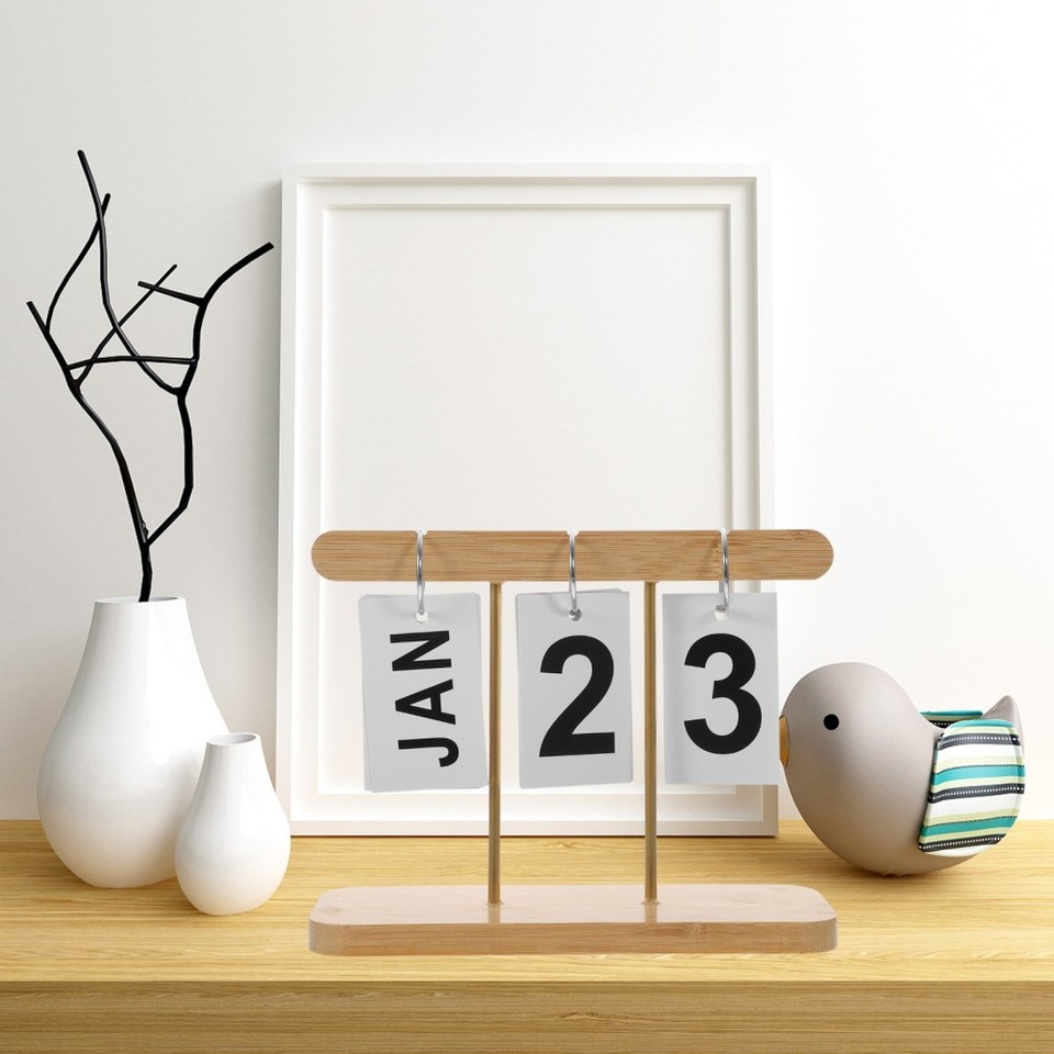 Wooden Page Turning Calendar Decorative Desk Calendar Manual Turning ...