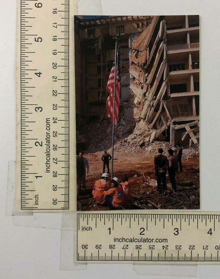 1983 Bombing of US Embassy Beirut Lebanon American Flag Rescue Workers ...