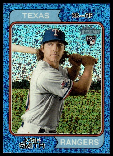 2023 Topps Heritage Blue Sparkle Chrome Josh Smith Rookie Rangers #384 ...