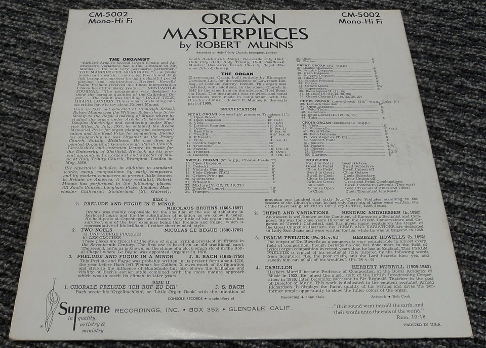 Robert Munns Organ Masterpieces Three Manual Organ Kingsgate Davidson ...