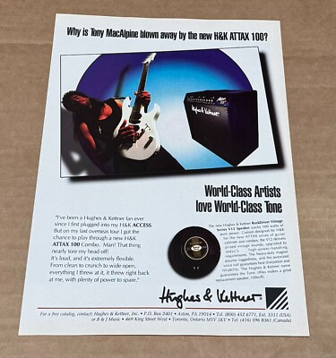 HUGHES & KETTNER AMPS - TONY MACALPINE - 1993 Print Advertisement | eBay